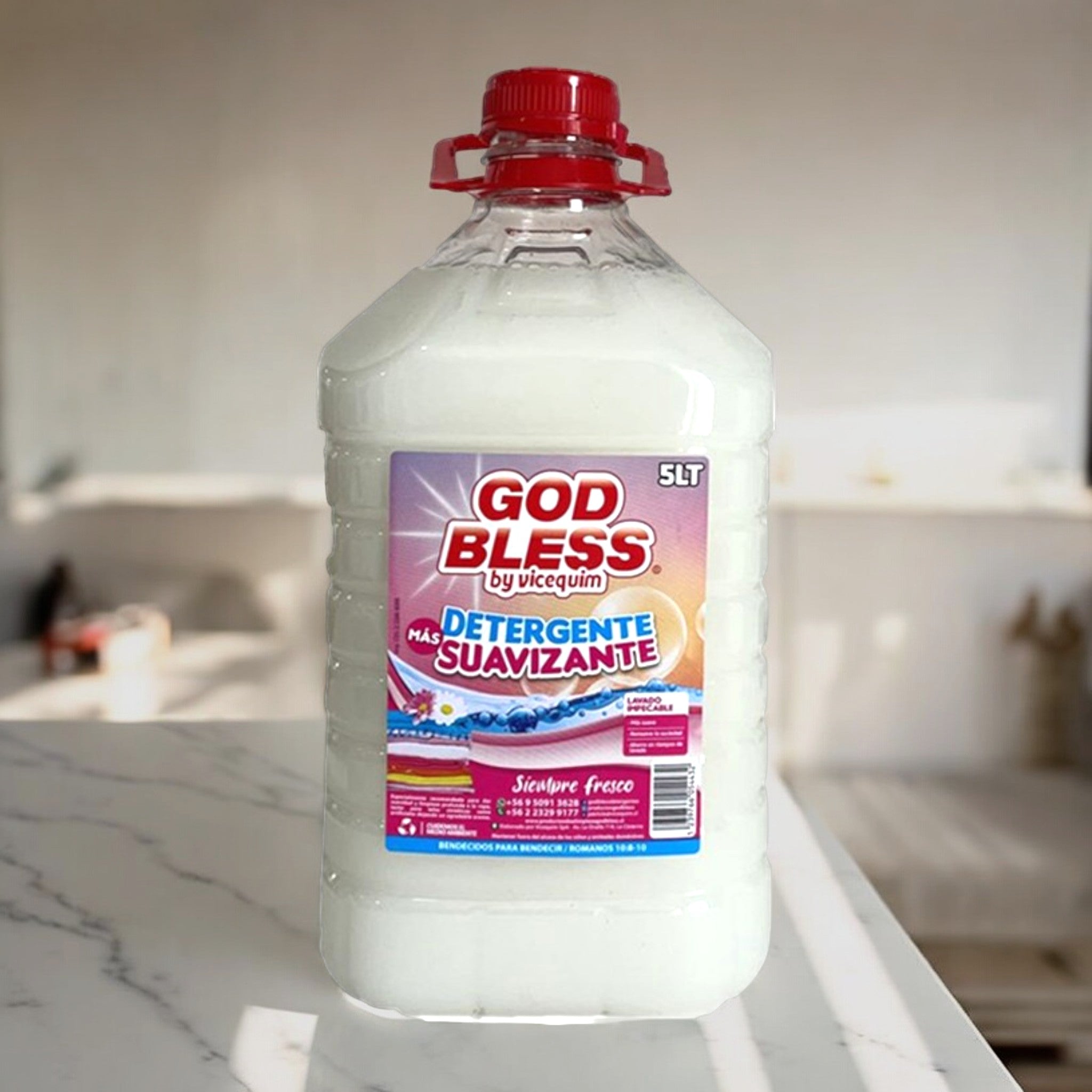 DETERGENTE CON SUAVIZANTE GOD BLESS BLANCO, 5 LITROS – Godbless